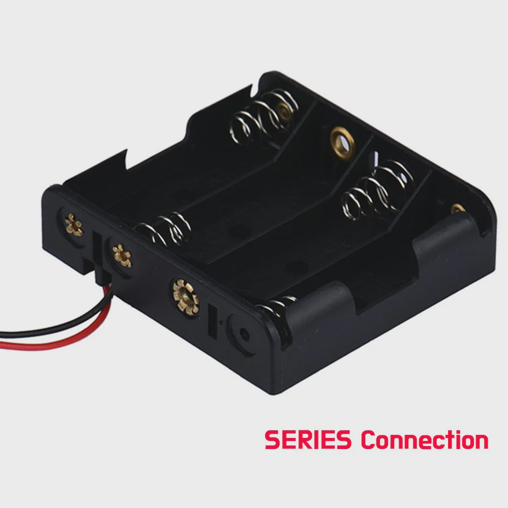 Battery Holder -4 AA Battery Box Black With Wire Leads Plastic Battery ...